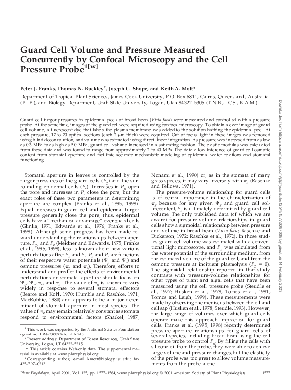 (PDF) Guard Cell Volume and Pressure Measured Concurrently by Confocal ...