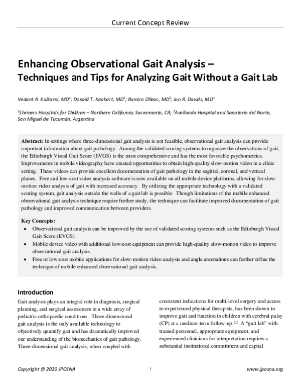 (PDF) Enhancing Observational Gait Analysis – Techniques and Tips for ...