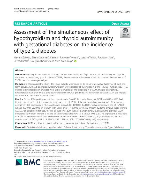 (PDF) Thyroid Disorders and Gestational Diabetes Risk for T2DM