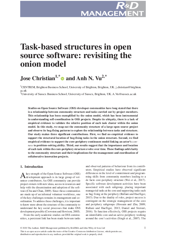Pdf Task‐based Structures In Open Source Software Revisiting The