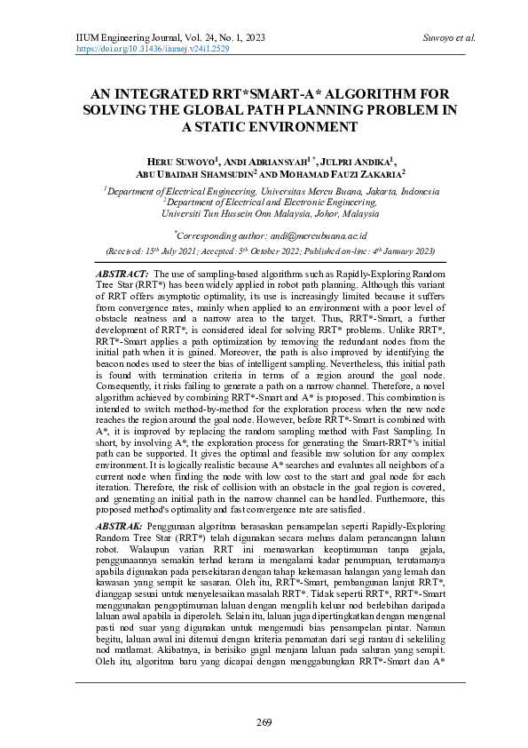 (PDF) An Integrated RRT*SMART-A* Algorithm for solving the Global Path ...