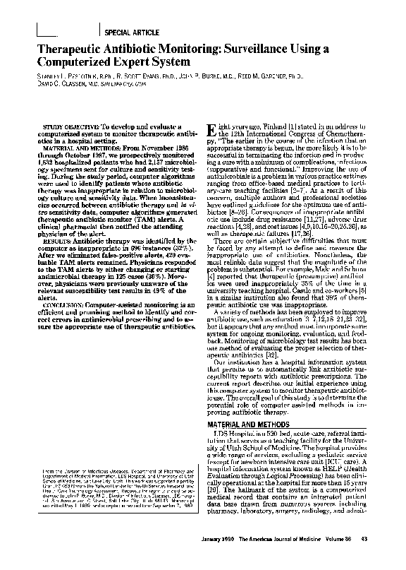 (PDF) Therapeutic antibiotic monitoring: Surveillance using a ...