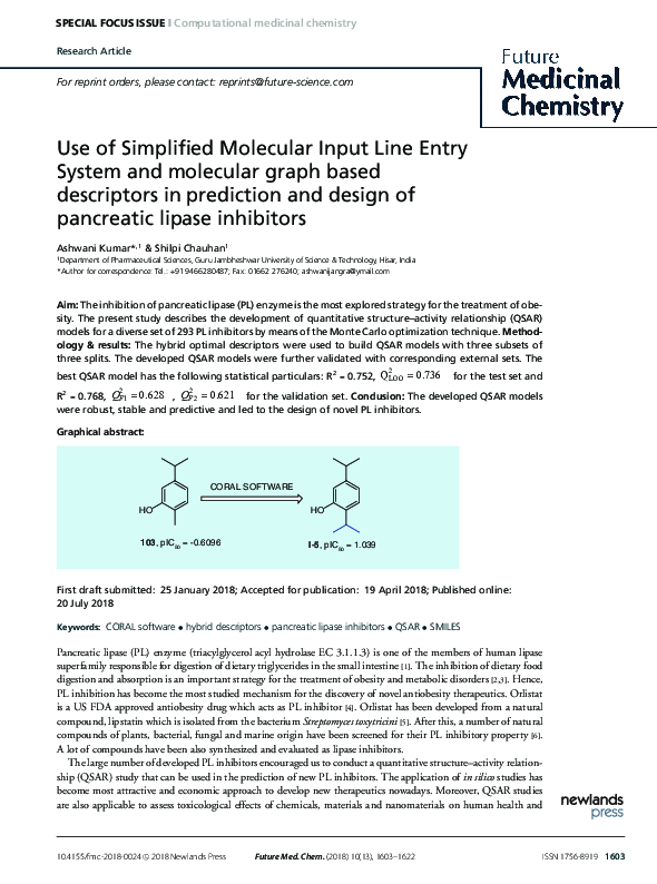 (PDF) Use of Simplified Molecular Input Line Entry System and molecular graph based descriptors ...
