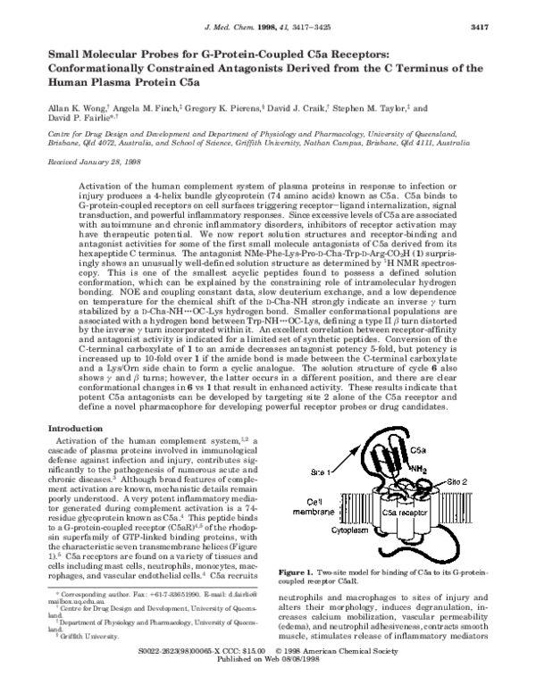 (PDF) Small Molecular Probes for G-Protein-Coupled C5a Receptors ...