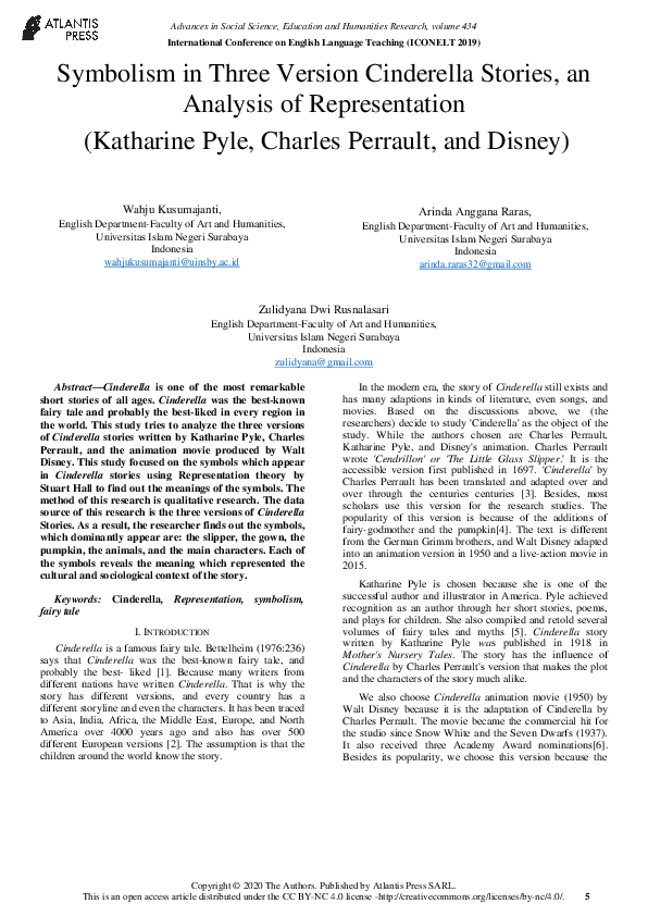 (PDF) Symbolism in Three Version Cinderella Stories, an Analysis of ...