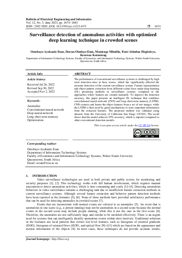 Pdf Surveillance Detection Of Anomalous Activities With Optimized Deep Learning Technique In