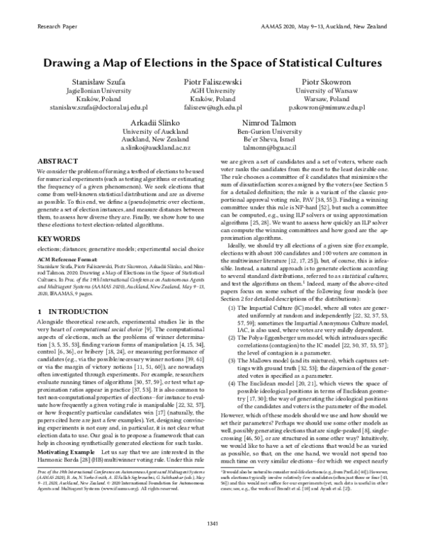 (PDF) Drawing a Map of Elections in the Space of Statistical Cultures