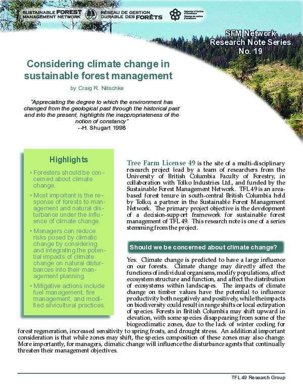 (PDF) Considering climate change in sustainable forest management ...