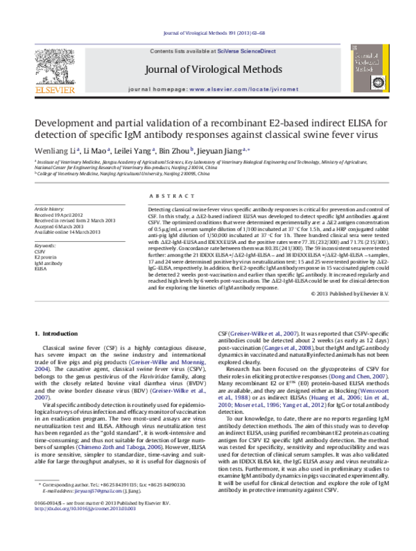 (PDF) Development and partial validation of a recombinant E2-based ...