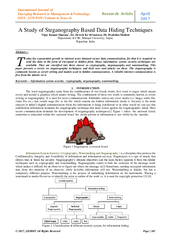 (PDF) A Study of Steganography Based Data Hiding Techniques