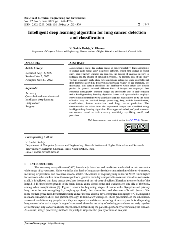 Pdf Intelligent Deep Learning Algorithm For Lung Cancer Detection And Classification
