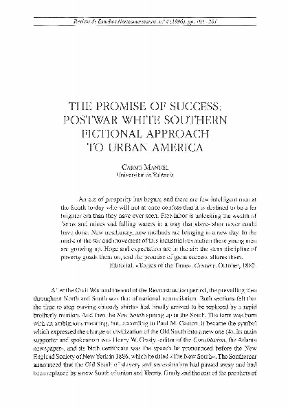 (PDF) The promise of success: postwar white southern fictional approach ...