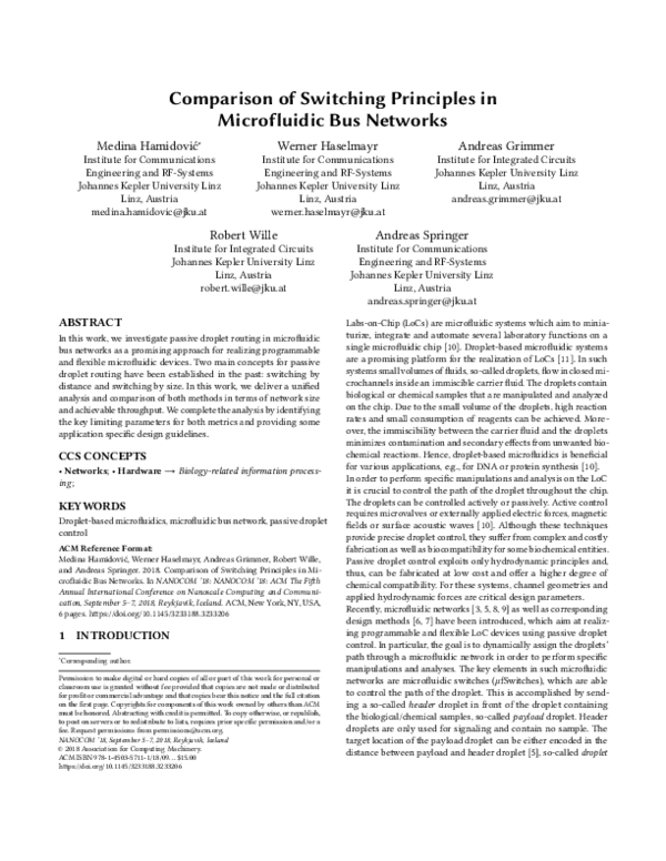 Pdf Comparison Of Switching Principles In Microfluidic Bus Networks