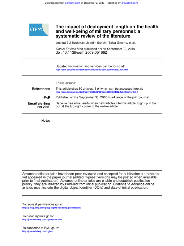 (PDF) The impact of deployment length on the health and well-being of ...