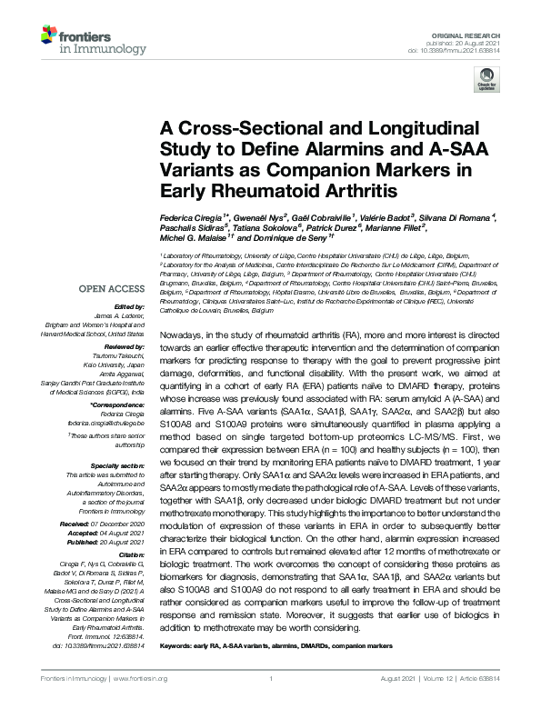 (PDF) A Cross-Sectional and Longitudinal Study to Define Alarmins and A ...