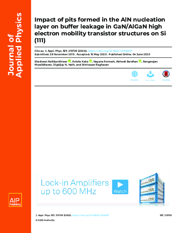 Pdf Impact Of Pits Formed In The Aln Nucleation Layer On Buffer