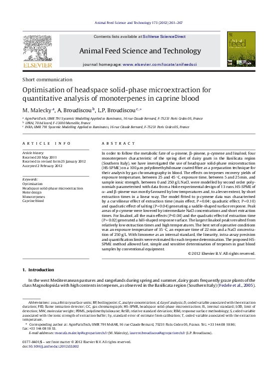 (PDF) Optimisation of headspace solid-phase microextraction for quantitative analysis of ...