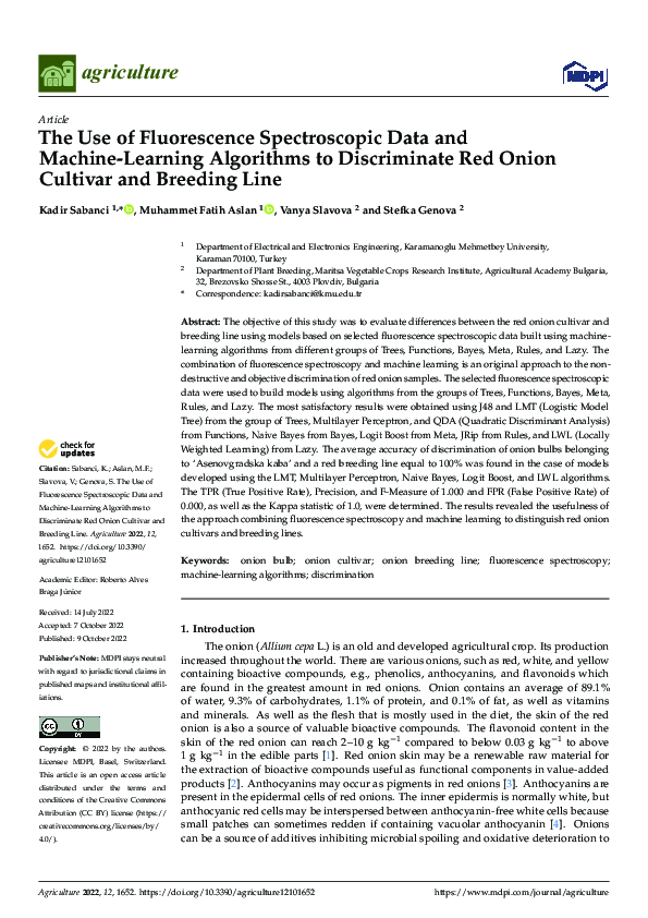 (PDF) The Use of Fluorescence Spectroscopic Data and Machine-Learning ...