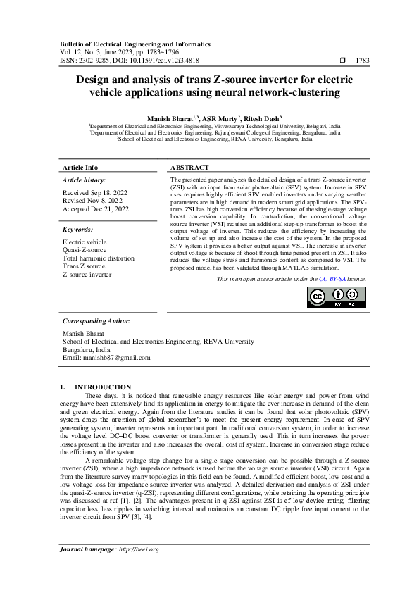 (PDF) Design and analysis of trans Z-source inverter for electric vehicle applications using ...