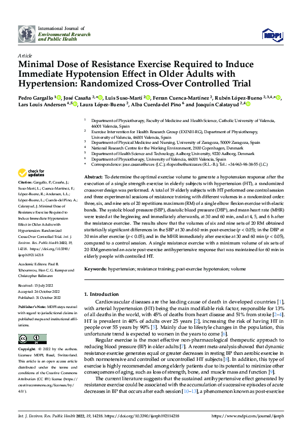 (PDF) Minimal Dose of Resistance Exercise Required to Induce Immediate ...