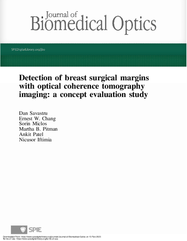 (PDF) Detection of breast surgical margins with optical coherence tomography imaging: a concept ...