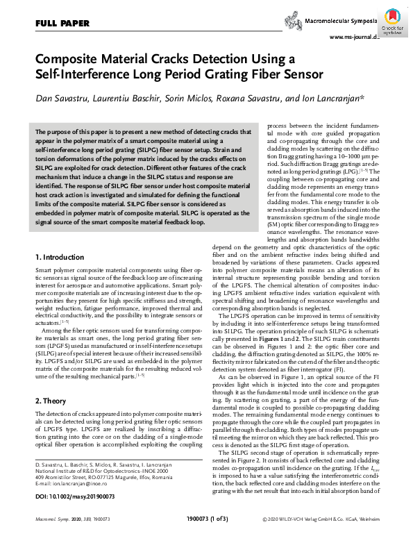 Pdf Composite Material Cracks Detection Using A Self‐interference