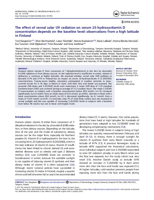 (PDF) The effect of vernal solar UV radiation on serum 25 ...