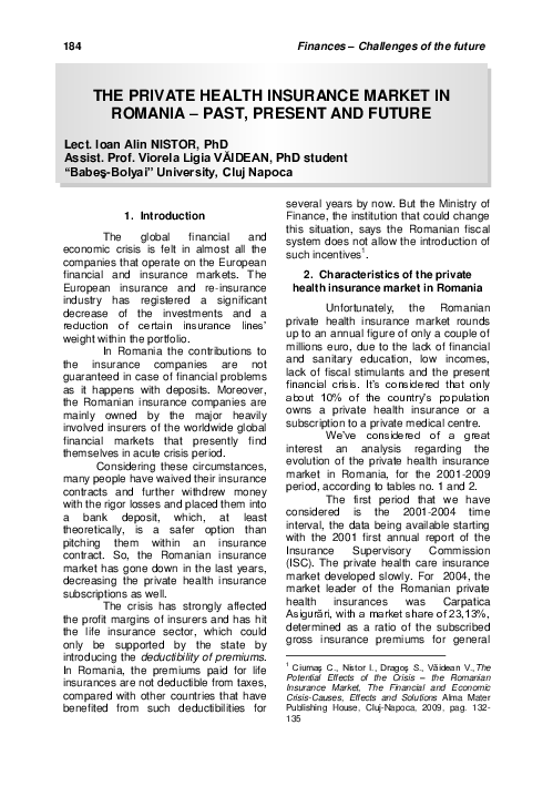 (PDF) The private health insurance market in Romania past, present and ...
