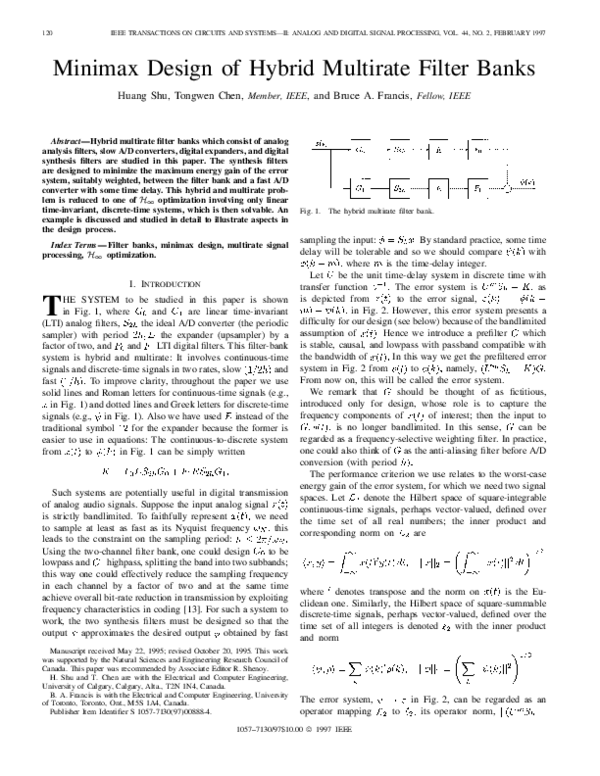 (PDF) Minimax design of hybrid multirate filter banks