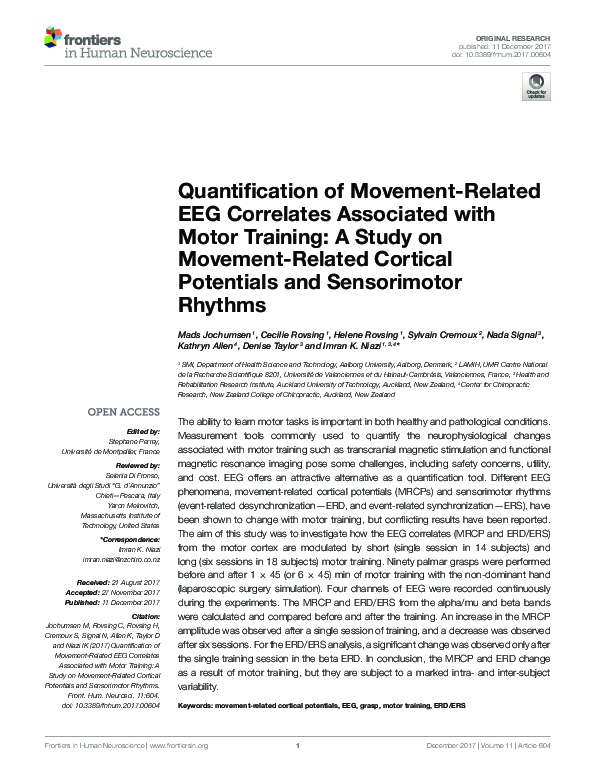 (PDF) Quantification of Movement-Related EEG Correlates Associated with ...