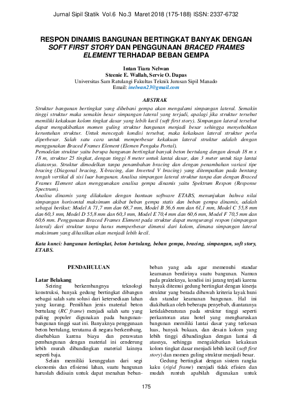 (PDF) Respon Dinamis Bangunan Bertingkat Banyak Dengan Soft First Story ...