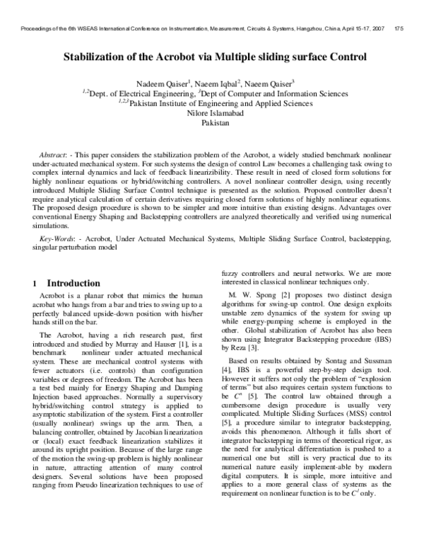 (PDF) Stabilization of the Oscillating Eccentric Rotor via Multiple ...
