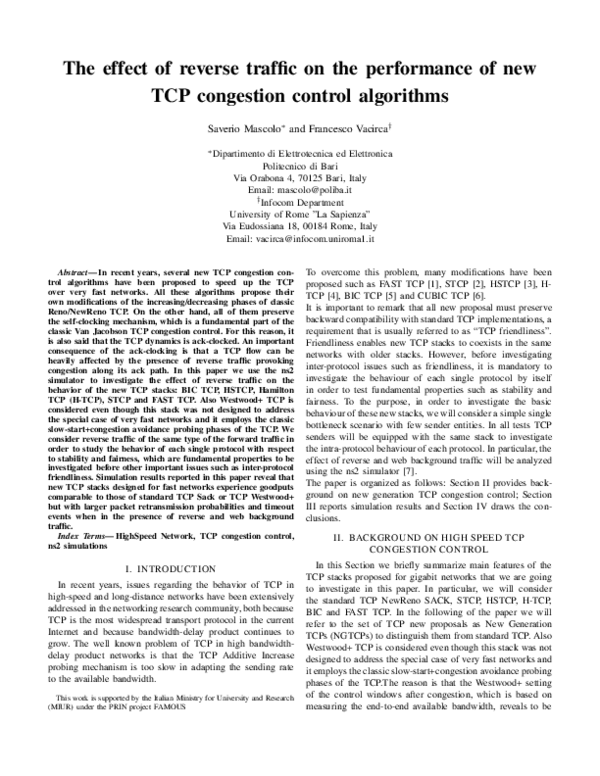 (PDF) The effect of reverse traffic on the performance of new TCP ...