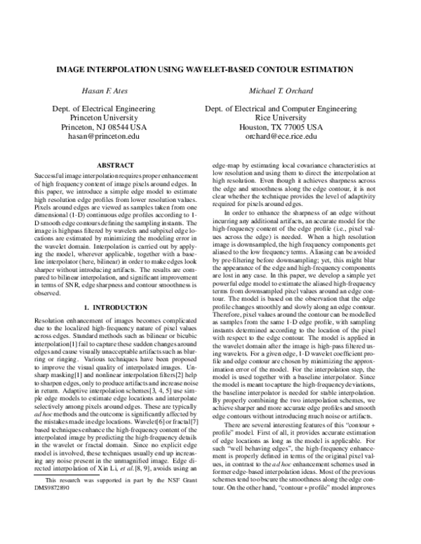 (PDF) Image interpolation using wavelet-based contour estimation