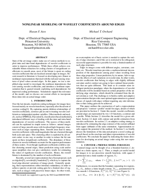(PDF) Nonlinear modeling of wavelet coefficients around edges | Hasan ...