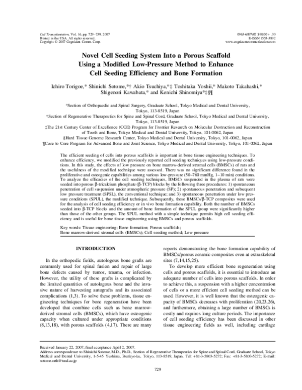 (PDF) Novel Cell Seeding System into a Porous Scaffold Using a Modified ...
