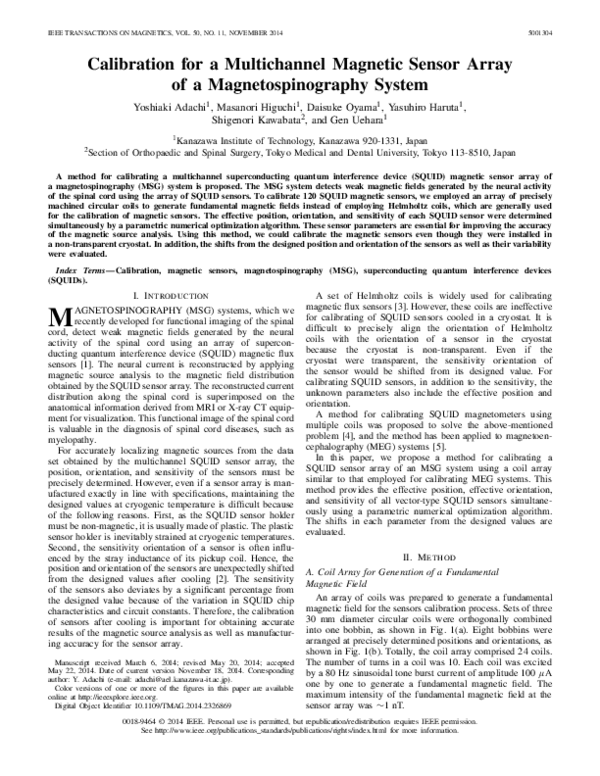 (PDF) Calibration for a Multichannel Magnetic Sensor Array of a ...