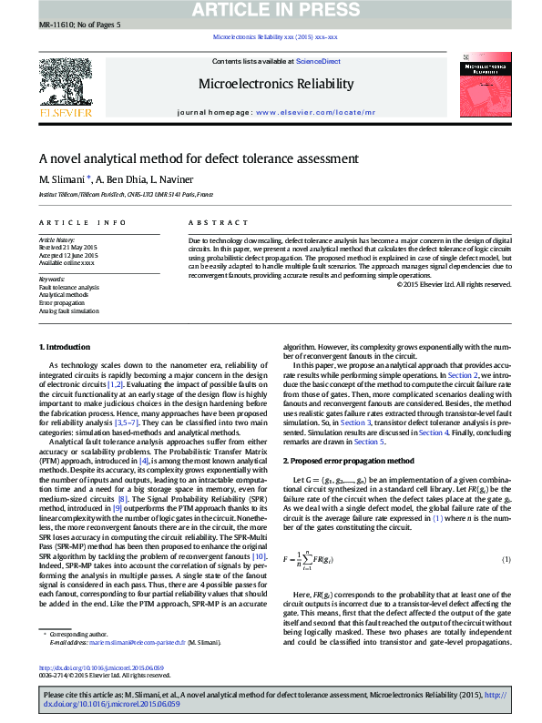 (PDF) A novel analytical method for defect tolerance assessment