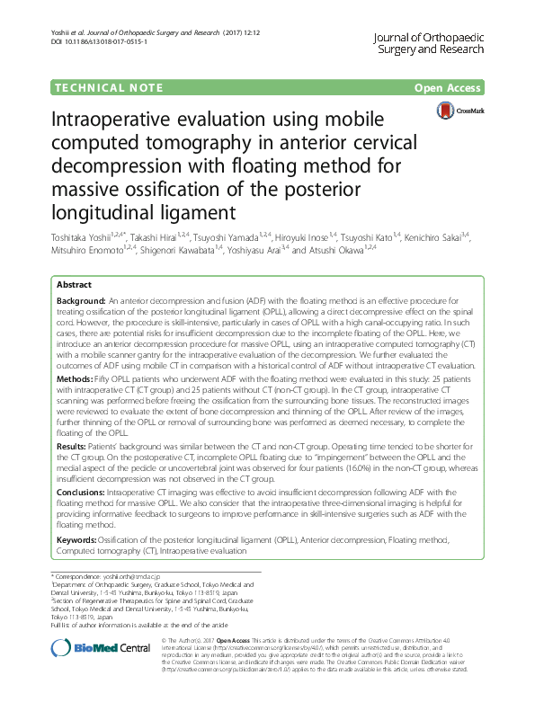 (PDF) Intraoperative evaluation using mobile computed tomography in ...