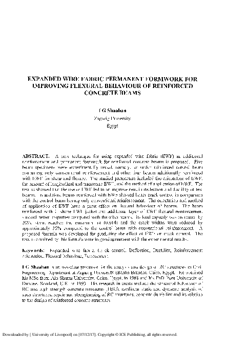 (PDF) Expanded Wire Fabric Permanent Formwork for Improving Flexural ...