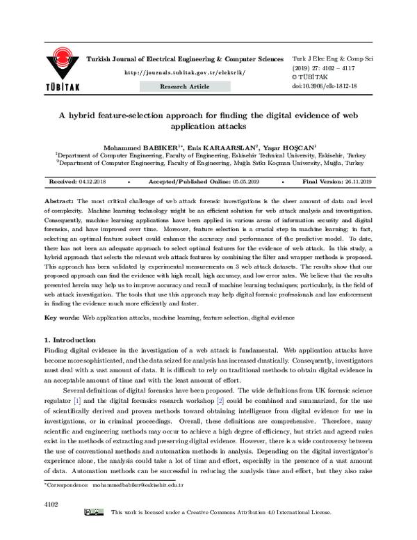 (PDF) Hybrid Feature Selection for Web Attack Forensics
