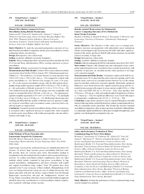 (PDF) Manual morcellation compared to power morcellation during robotic ...