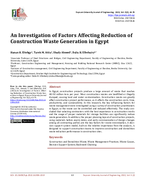 (PDF) An Investigation of Factors Affecting Reduction of Construction ...