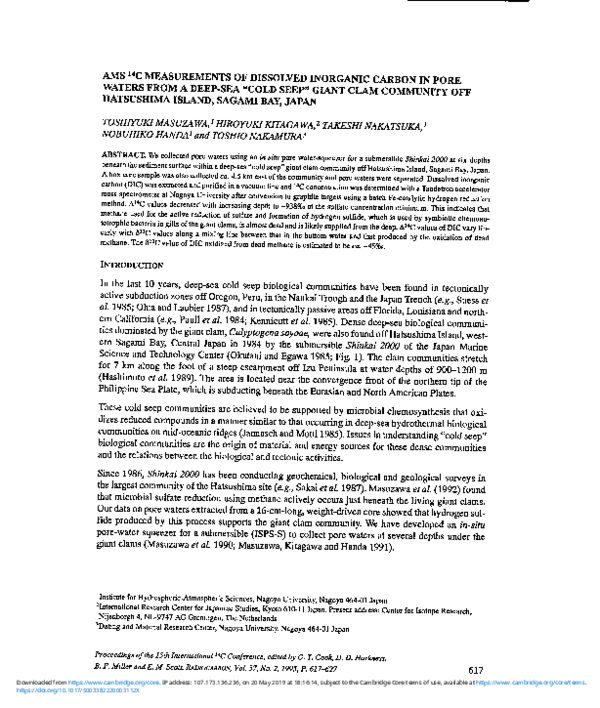 (PDF) AMS 14C Measurements of Dissolved Inorganic Carbon in Pore Waters ...