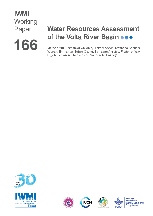 (PDF) Water resources assessment of the Volta River Basin(IWMI Working ...
