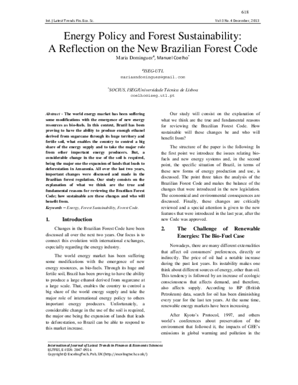 (PDF) Energy Policy and Forest Sustainability: A Reflection on the New ...