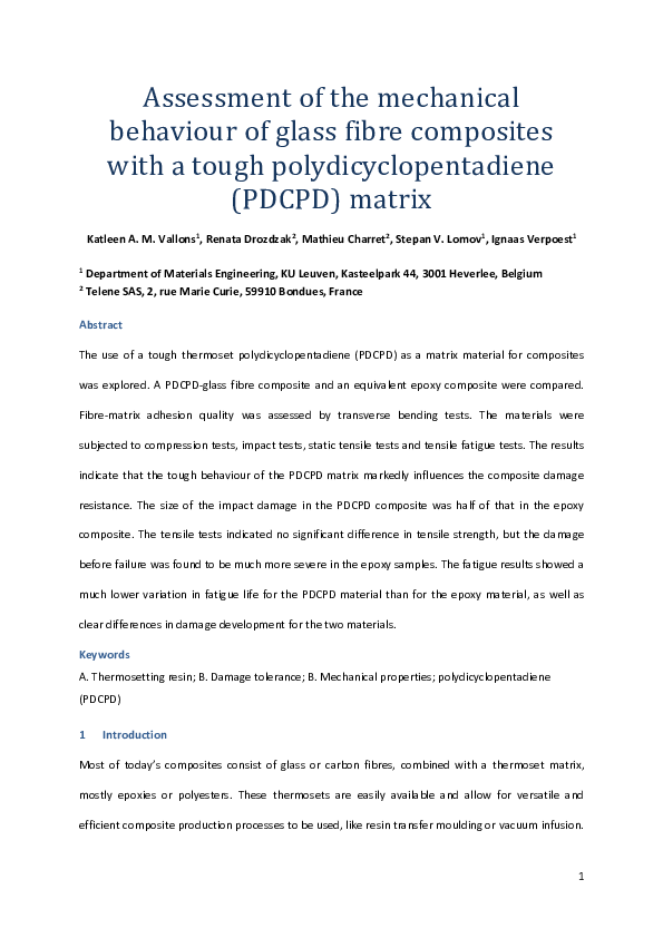 (PDF) Assessment of the mechanical behaviour of glass fibre composites ...
