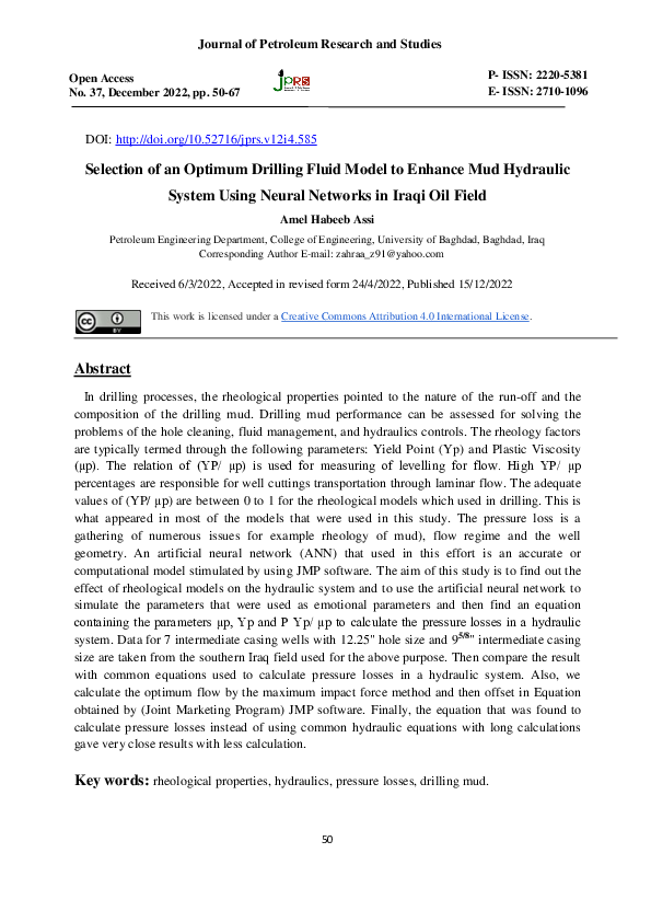 (PDF) Selection of an Optimum Drilling Fluid Model to Enhance Mud Hydraulic System Using Neural ...
