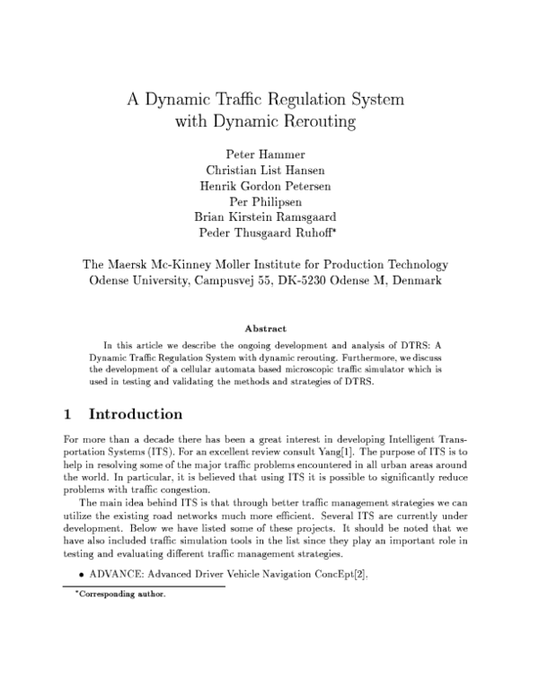 (PDF) A Dynamic Traffic Regulation System with Dynamic Rerouting