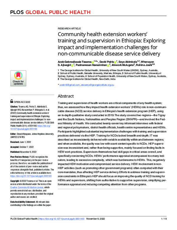 (PDF) Community health extension workers’ training and supervision in ...